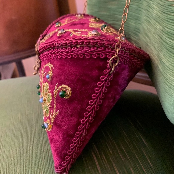 Bags | Vintage Handcrafted Velvet Small Metal Chain Bag | Poshmark